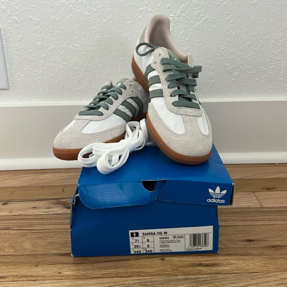 adidas | Shoes | Adidas Sambas Og White Silver Greenbrand New | Poshmark